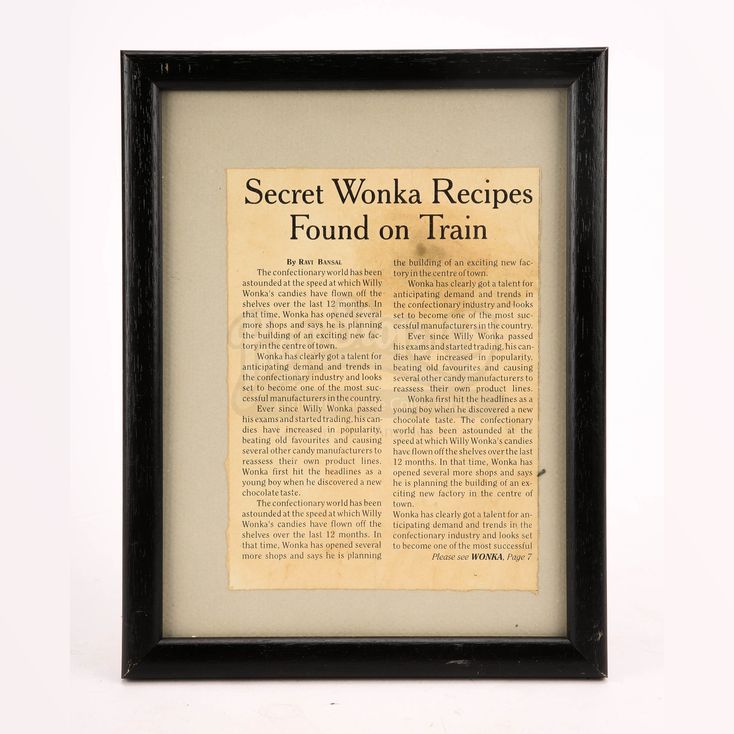 Secret Wonka Recipes Found on Train Newspaper Clipping | CHARLIE AND ...