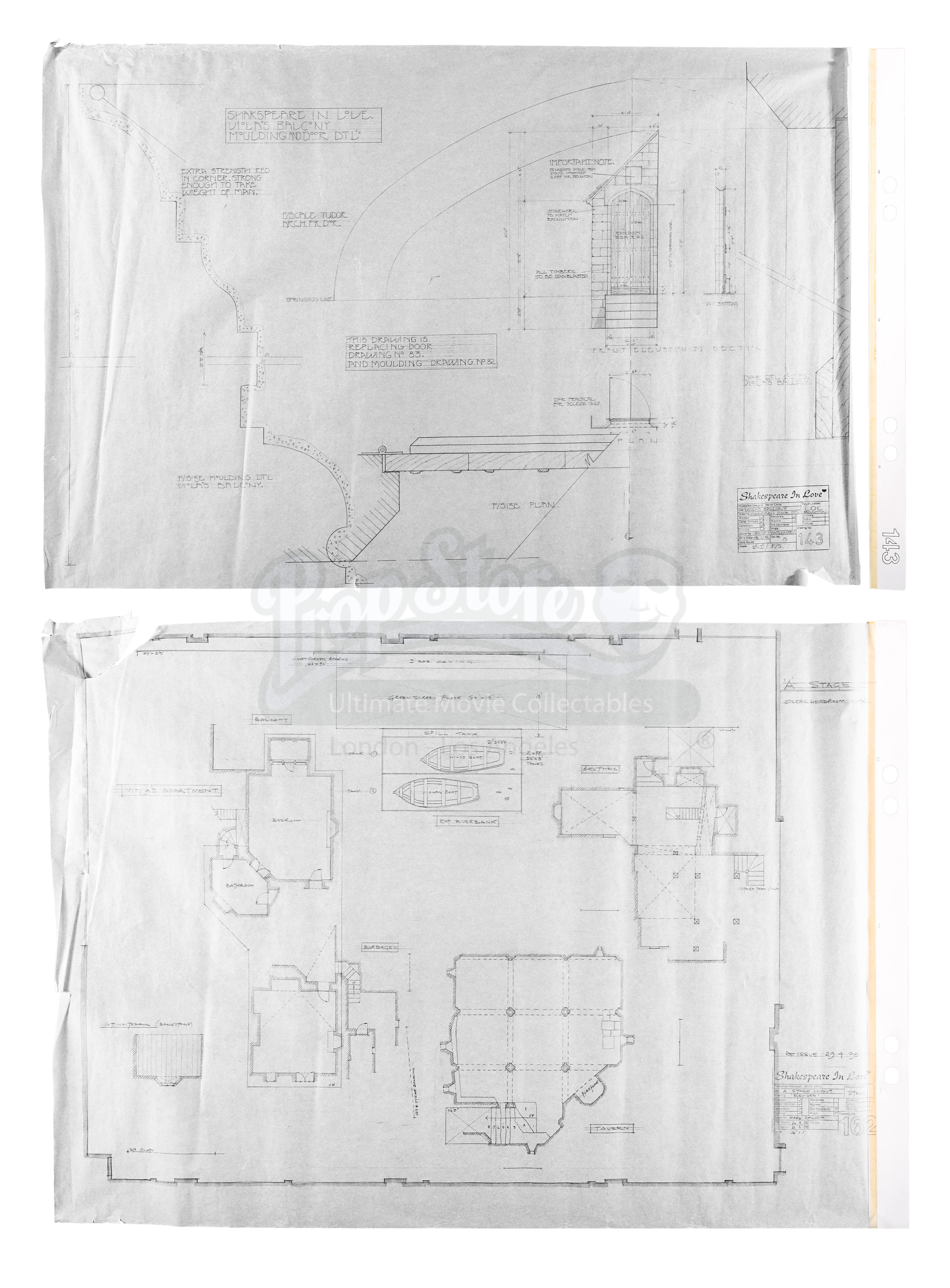 Lot #158 - Shakespeare In Love - Stage and Balcony Blueprints