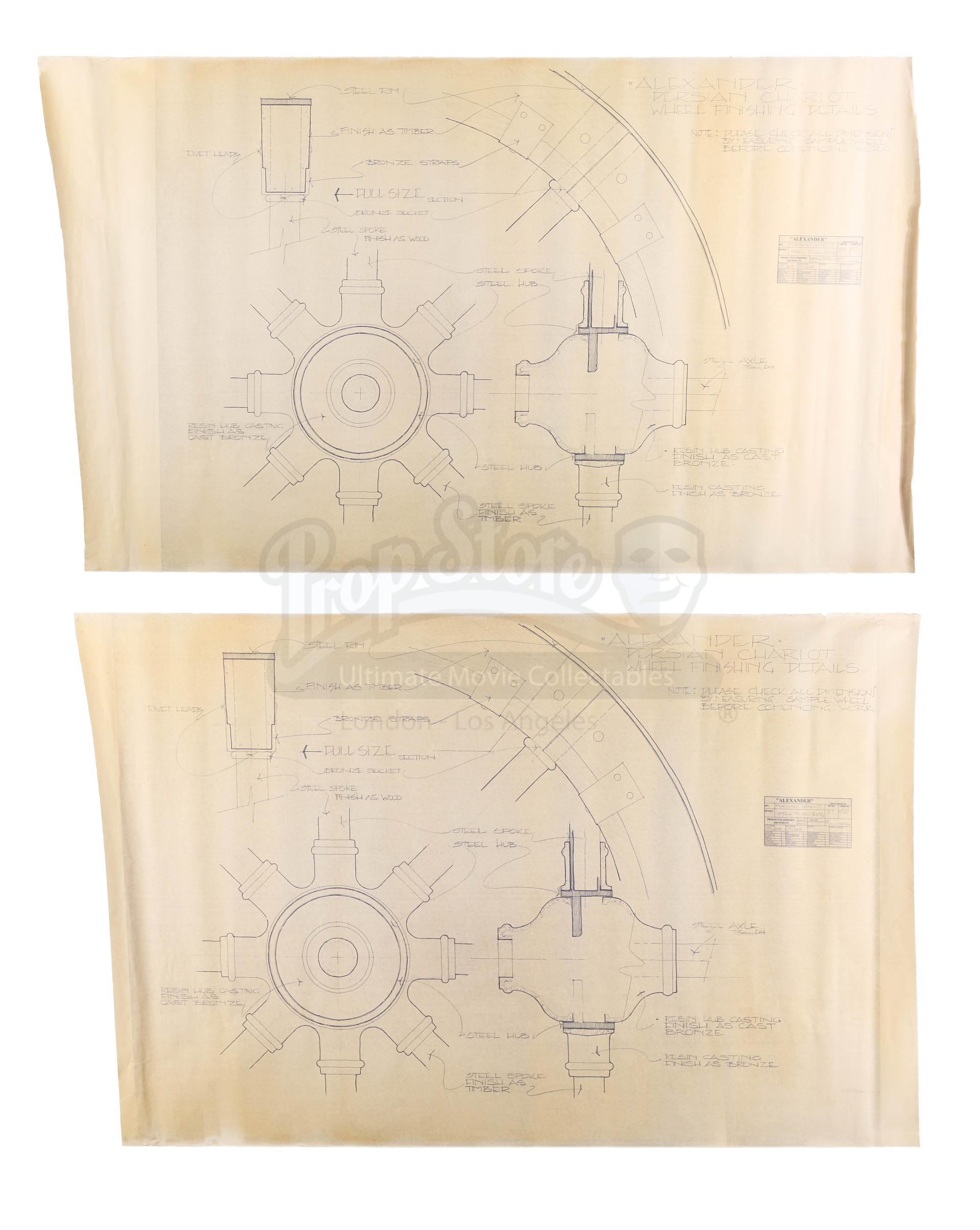 Lot #4 - Alexander - Persian Chariot Wheel Finishing Detail Blueprints