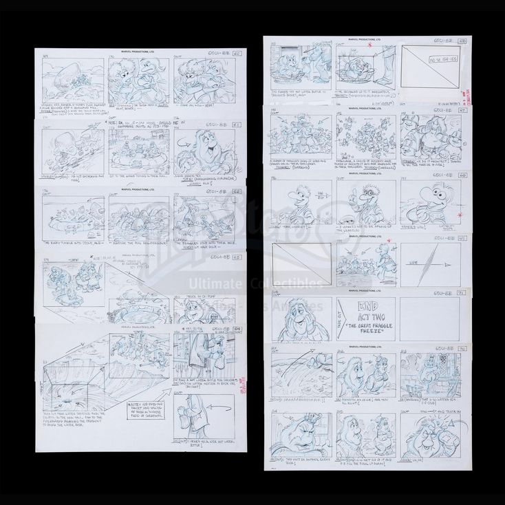 11 Hand-Drawn Storyboards | FRAGGLE ROCK: THE ANIMATED SERIES (1987-198)