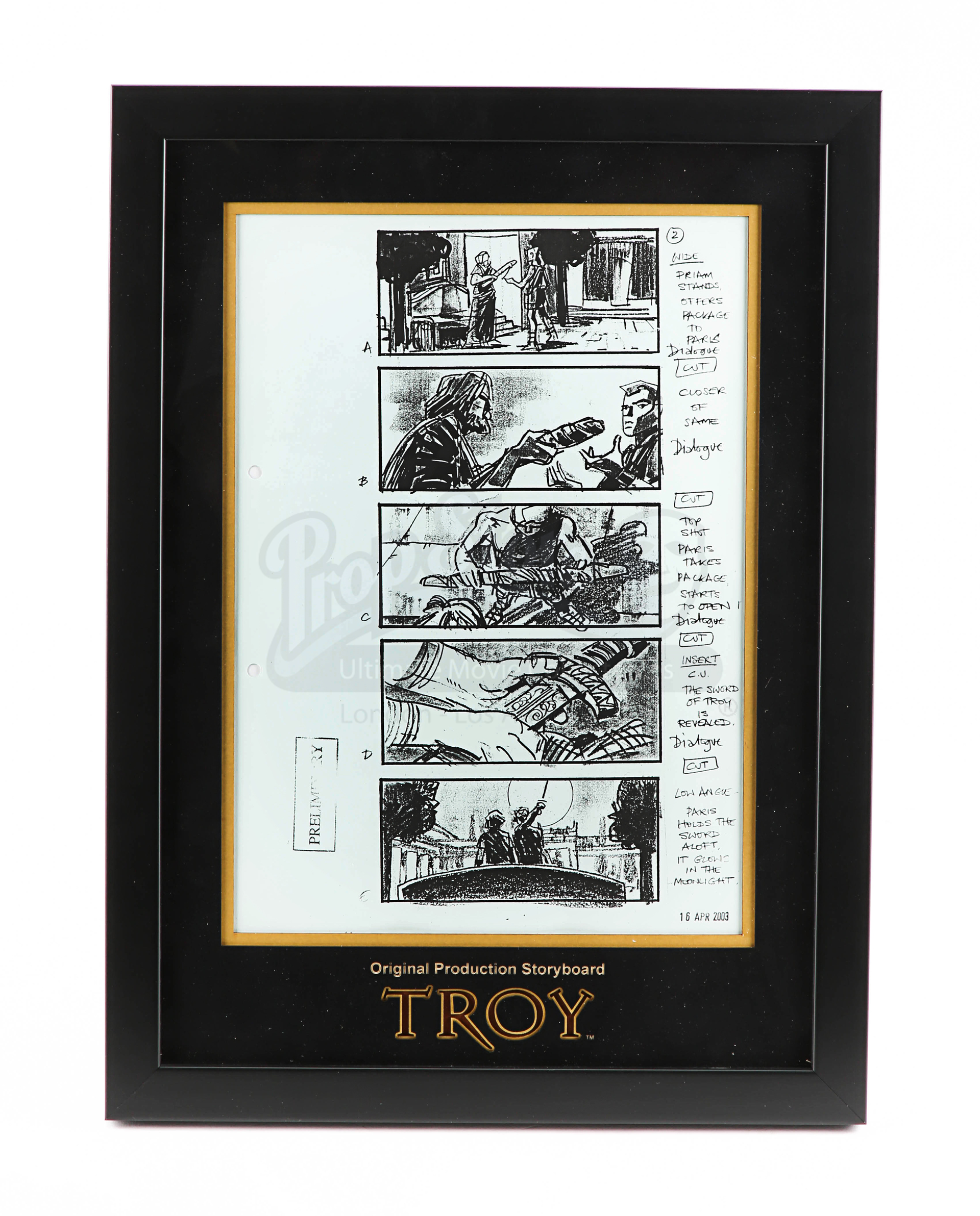 Lot #167 - Troy - Original Production Storyboard - Priam Hands Paris ...