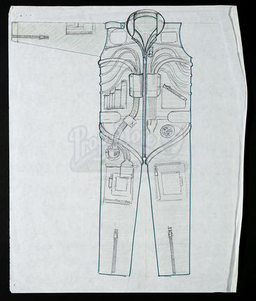 Hand-Drawn Partial Flight Suit Concept Sketch | Prop Store - Ultimate ...