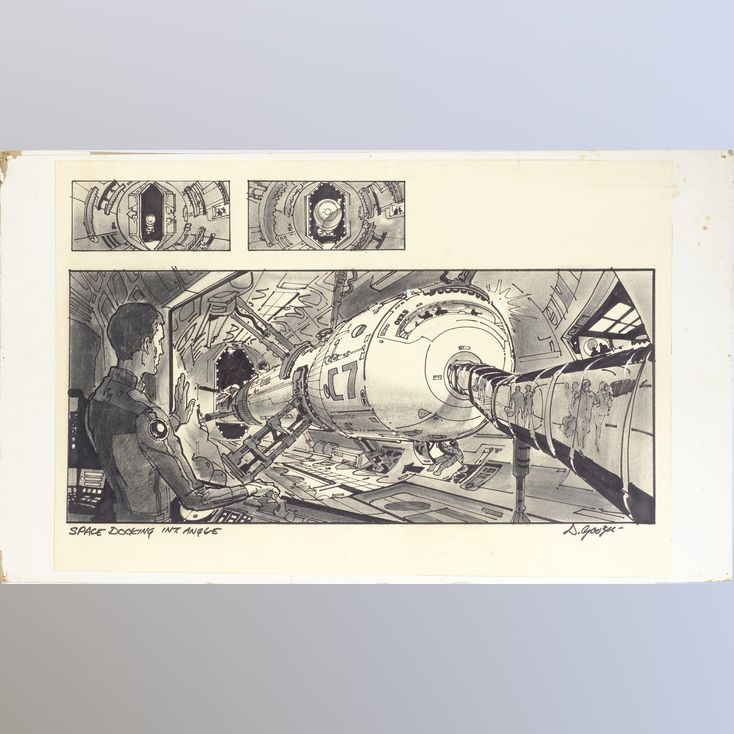 Hand-Drawn Dan Goozee Space Docking Int. Angle Concept Artwork ...