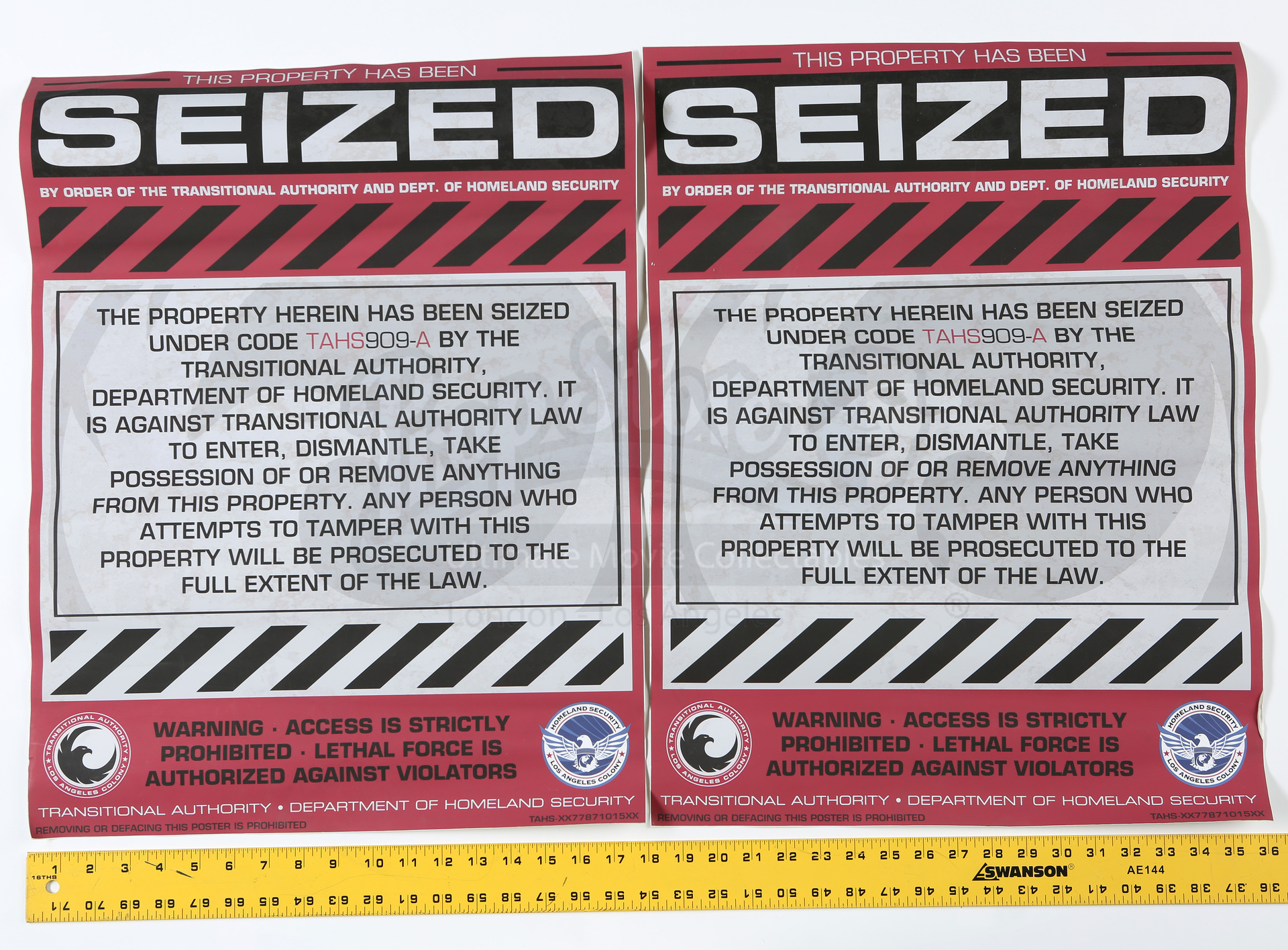 S2E06 Fallout Two Property Seized Signs | Prop Store - Ultimate Movie ...