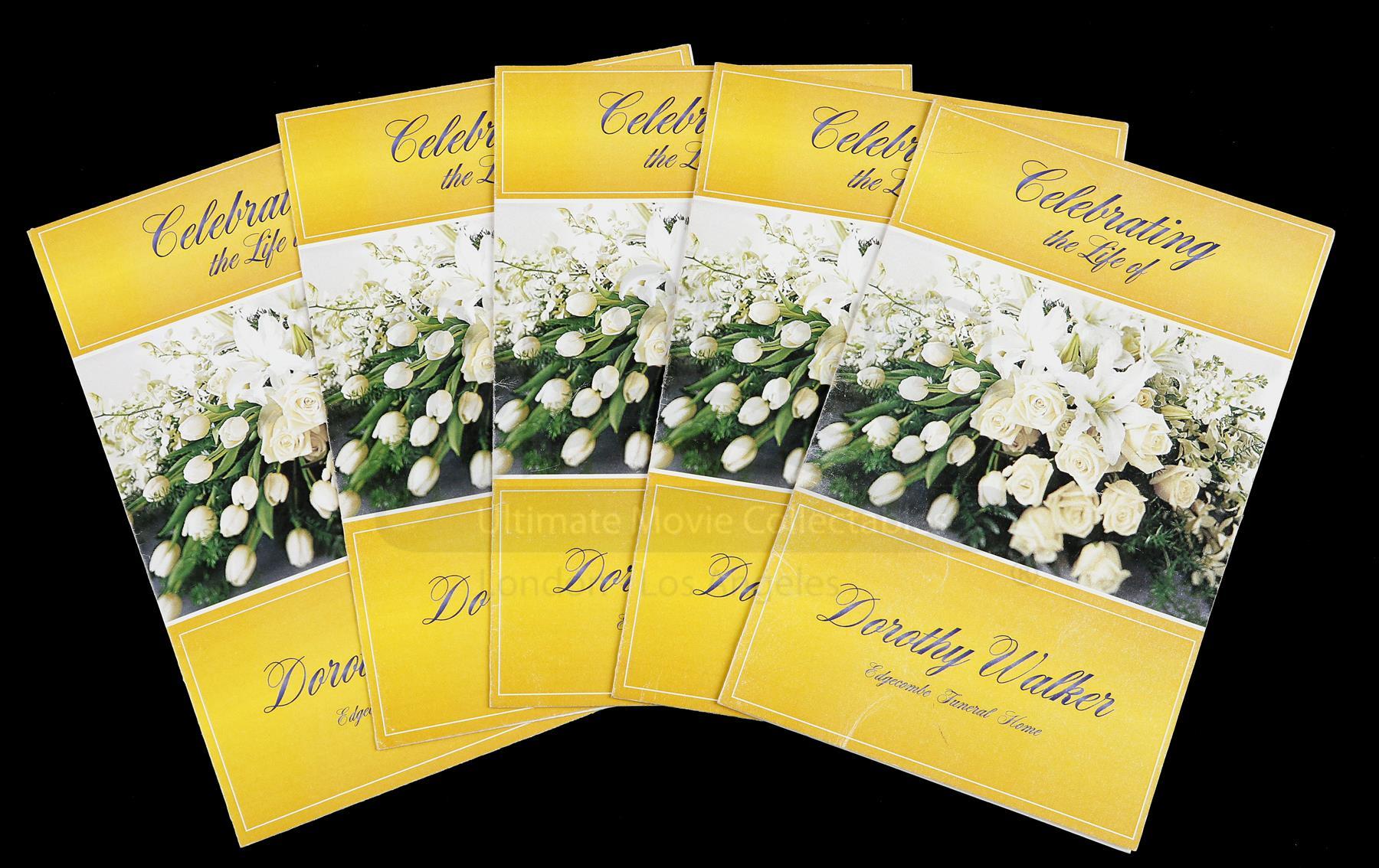 Lot # 386: MARVEL'S JESSICA JONES (TV SERIES) - Set of Five Dorothy Walker Funeral Programs