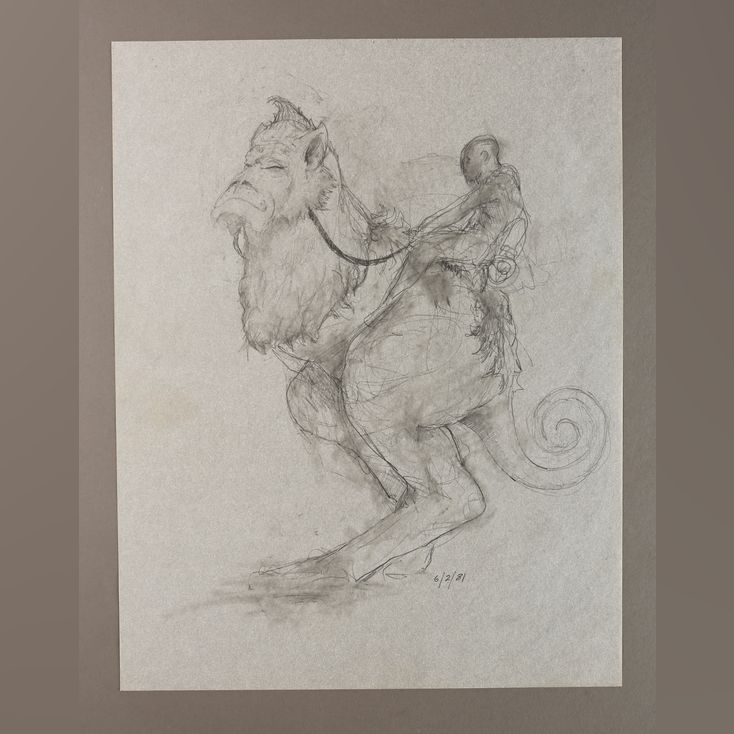 Hand-Drawn Fantasy Creature with Rider Sketch by Phil Tippett | PHIL ...