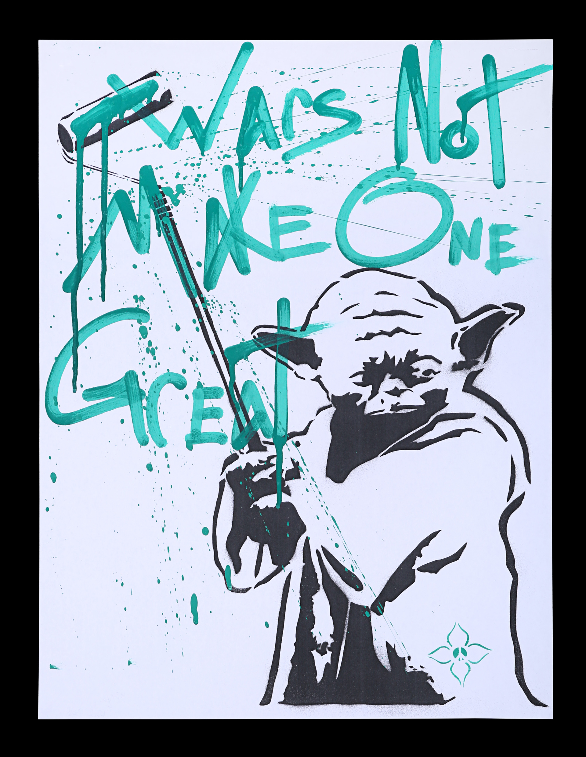 Lot #3 - STAR WARS - Yoda 'Street Art' Poster - Green Writing, 2011