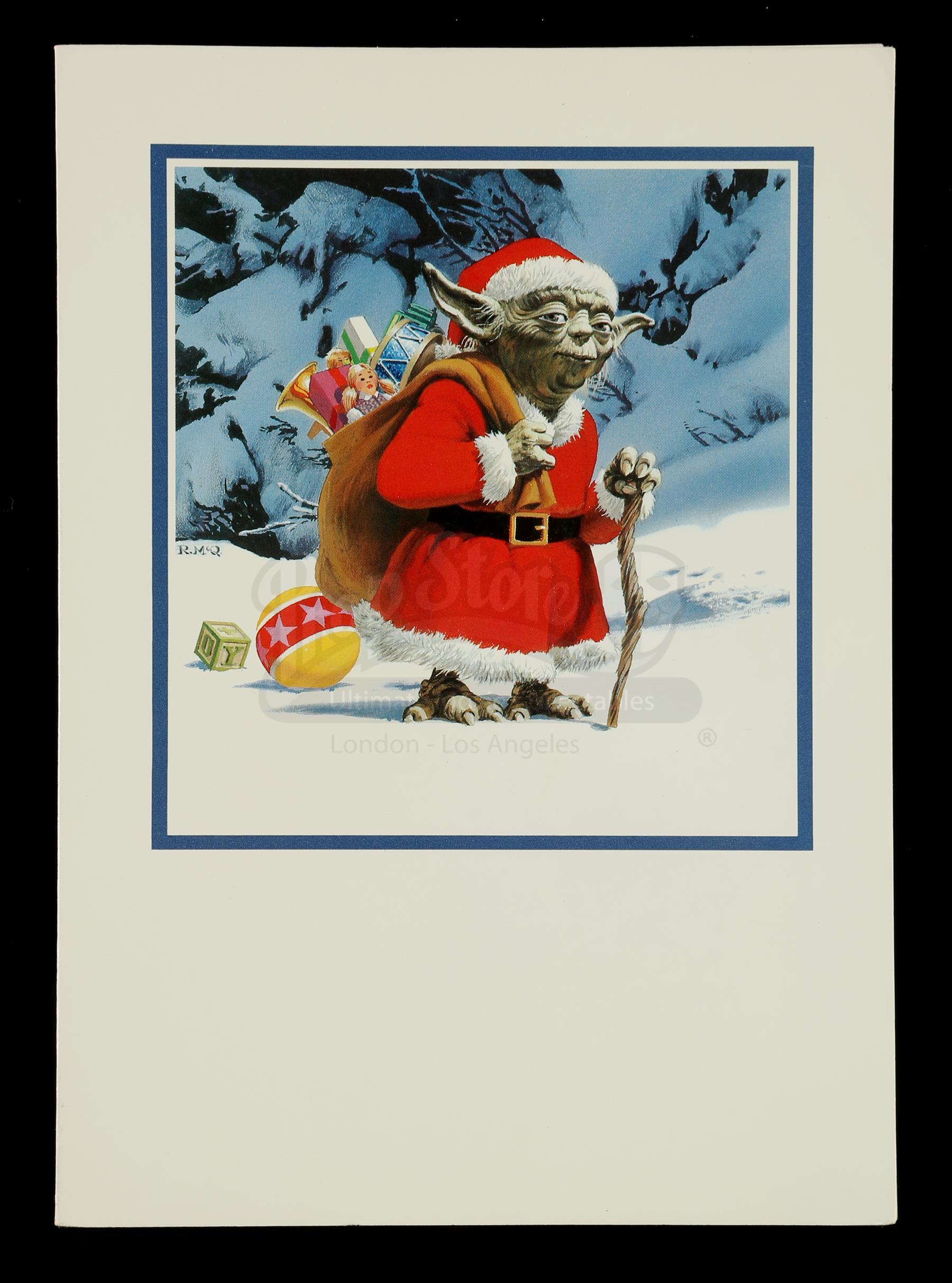 Lot # 377: Marcia Lucas-Signed Santa Yoda Christmas Card