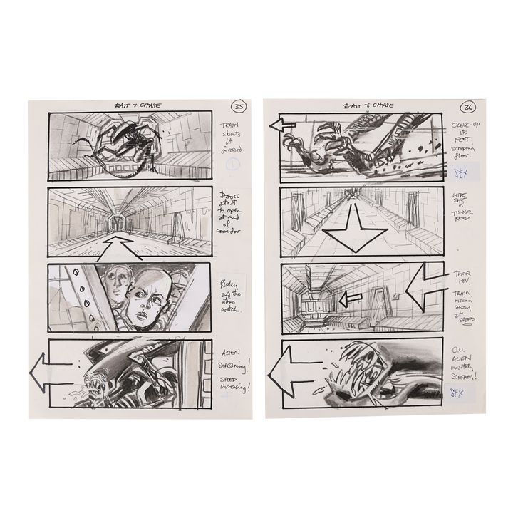 Lot #829: ALIEN3 (1992) - Martin Asbury Hand-drawn Storyboards for Bait ...