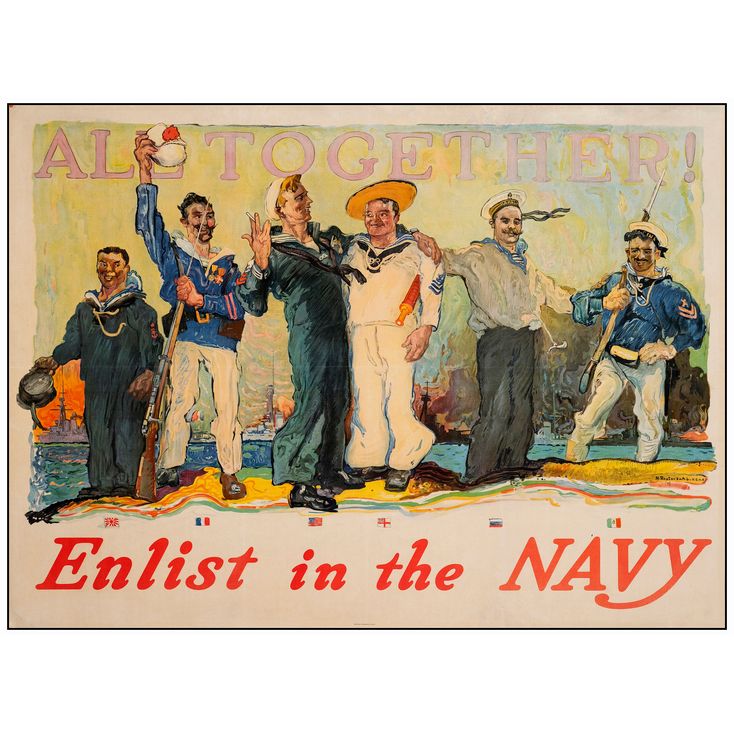 822. Recruiting Poster (43.5 x 31.25 ); Fine on Linen ### WW1 - US NAVY ...