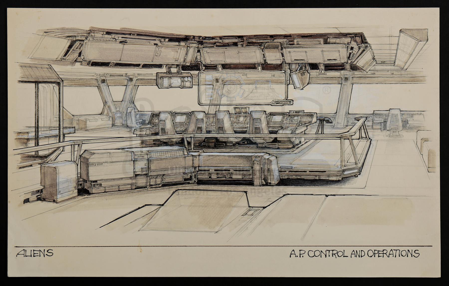 Lot #21 - ALIENS (1986) - Hand-Drawn Ron Cobb A.P Control and ...