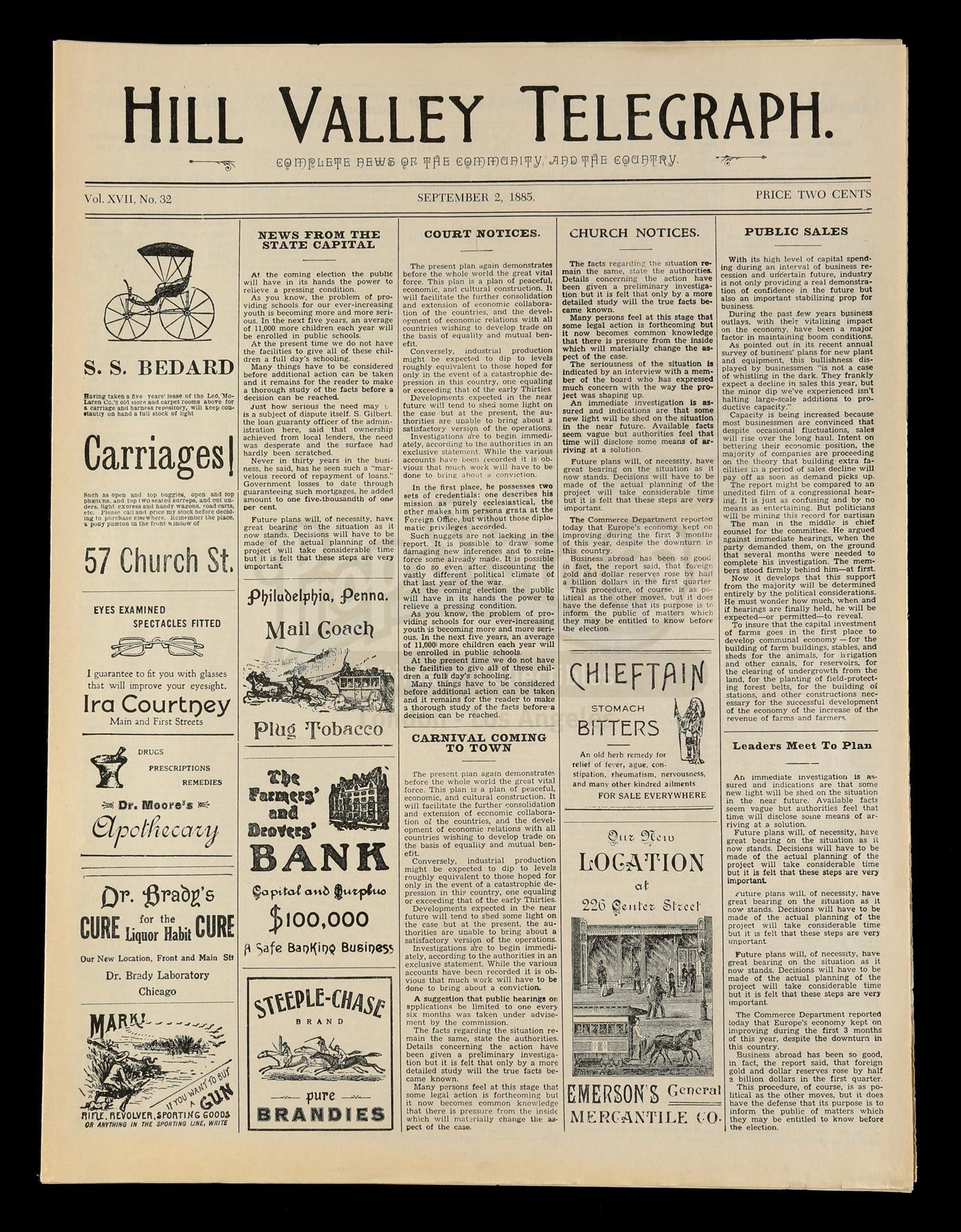 Lot #100 - BACK TO THE FUTURE PART III (1990) - Hill Valley Telegraph ...