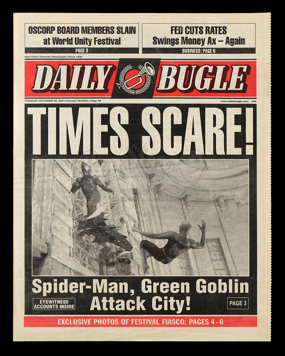 Lot #603 - SPIDER-MAN (2002) - Daily Bugle TIMES SCARE! Newspaper