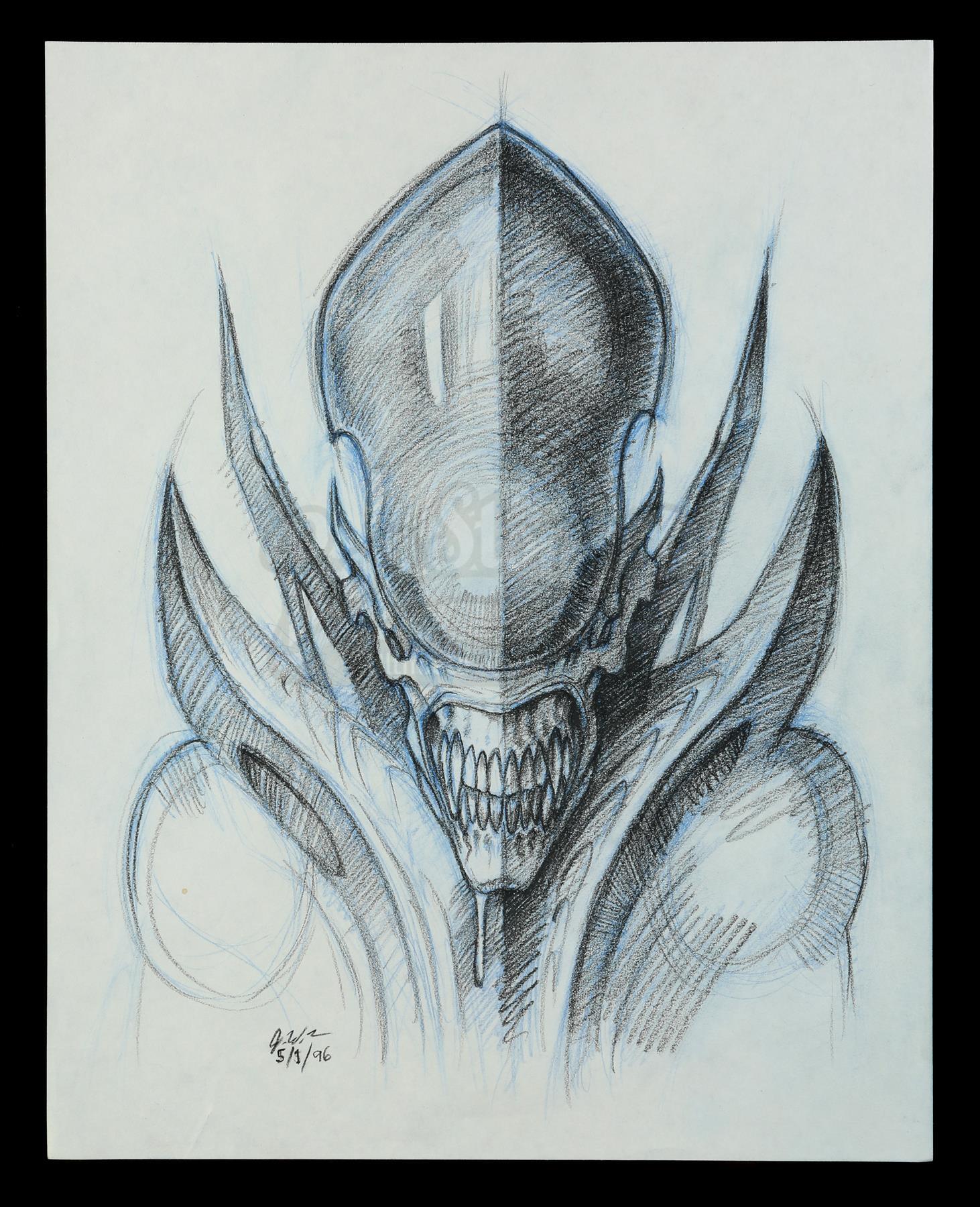 Lot #35 - ALIEN: RESURRECTION (1997) - Hand-Drawn Cloned Xenomorph ...