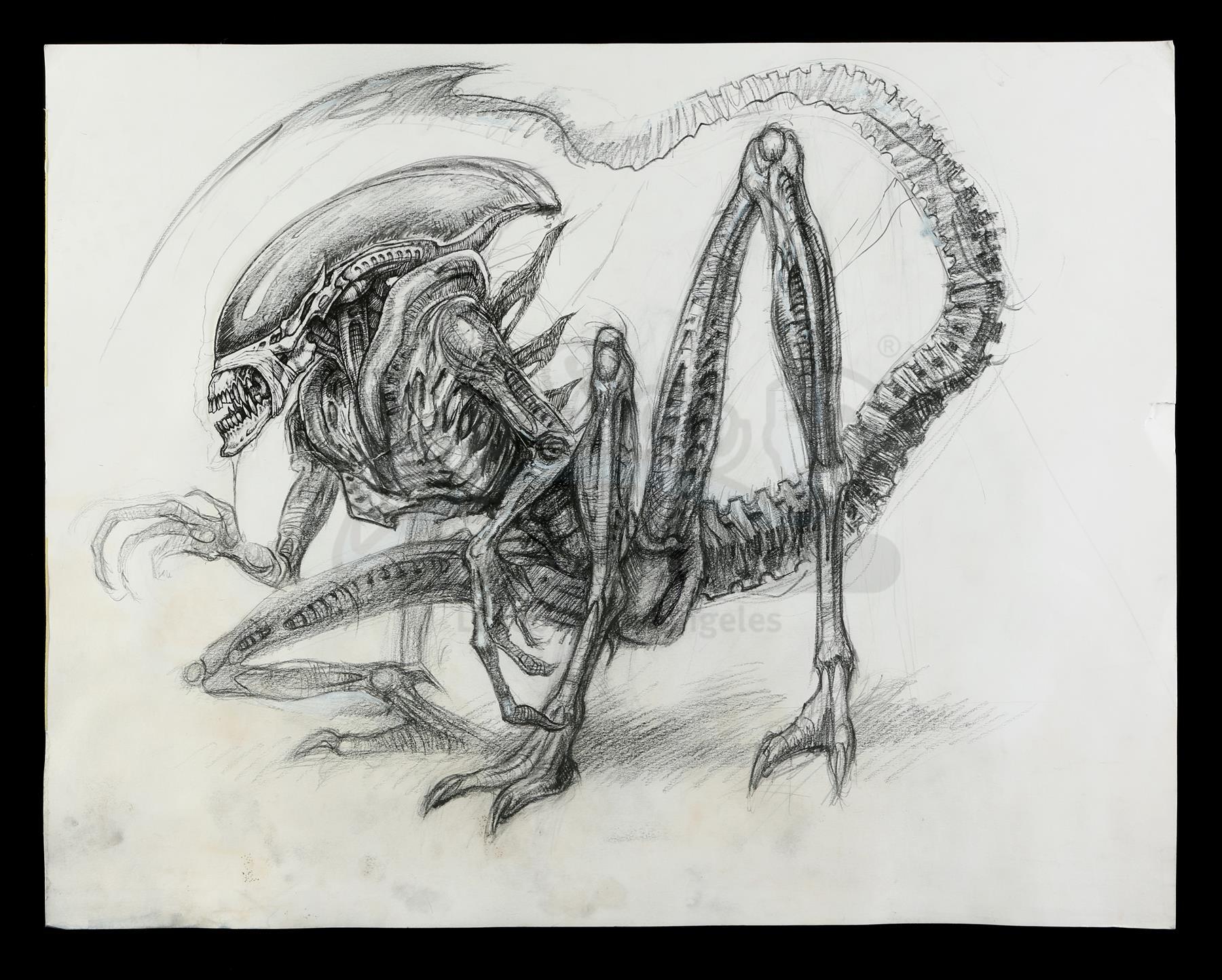 Lot #36 - ALIEN: RESURRECTION (1997) - Large Hand-Drawn Xenomorph ...
