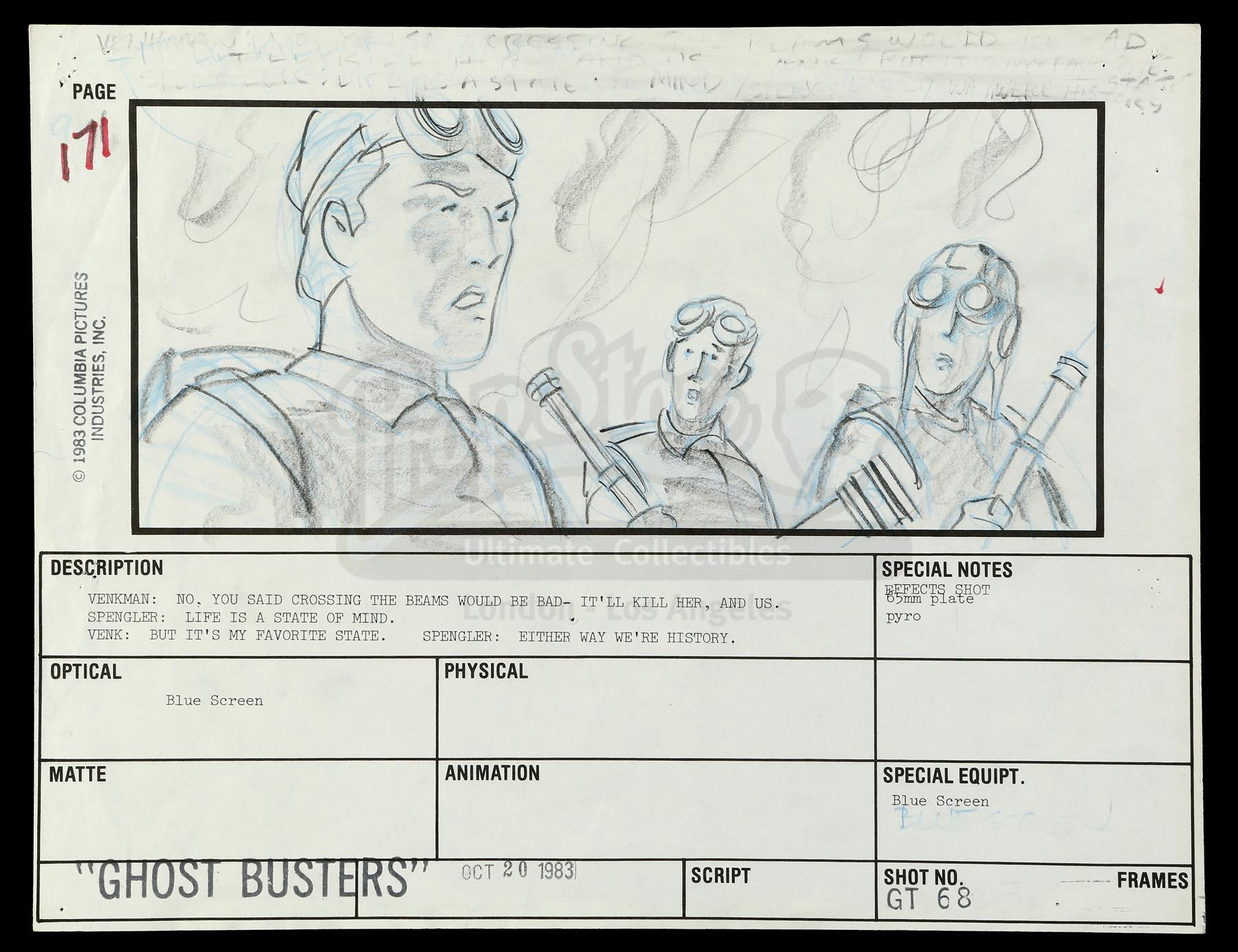 Lot #270 - GHOSTBUSTERS (1984) - Hand-Drawn Storyboard
