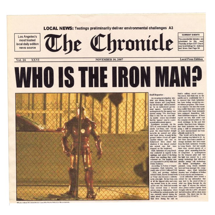 Iron Man Newspaper Report Planning