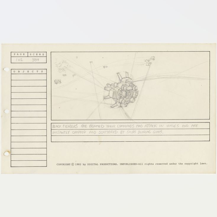 Hand-Drawn Ron Cobb Storyboard - Mega-Fighter Scatters Fighters | LAST ...