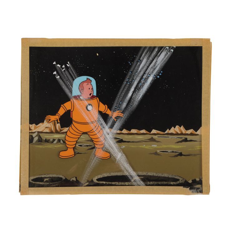 427. Tintin Destination Moon Original Production Cel and Hand-Painted ...