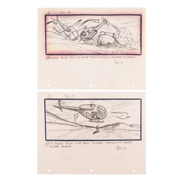Lot # 1459 : THING, THE (1982) - Two Hand-drawn Pencil Storyboards of ...