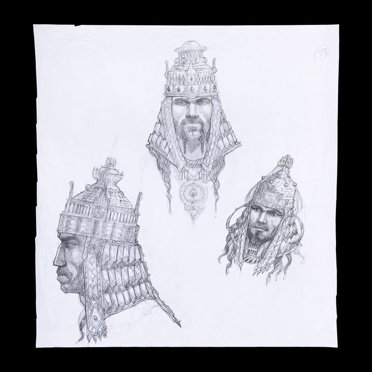 Three Hand-drawn Mariano Diaz Concept Regal Helmet Design Sketches ...