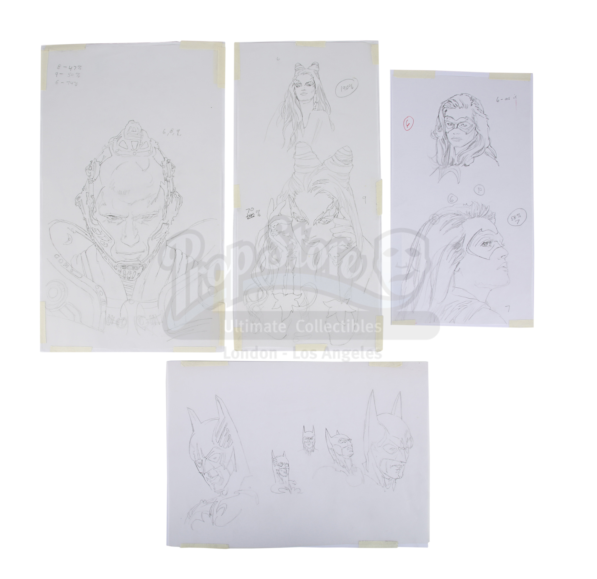 Lot #91 - BATMAN & ROBIN (1997) - Hand-Drawn Poster Art Character Studies