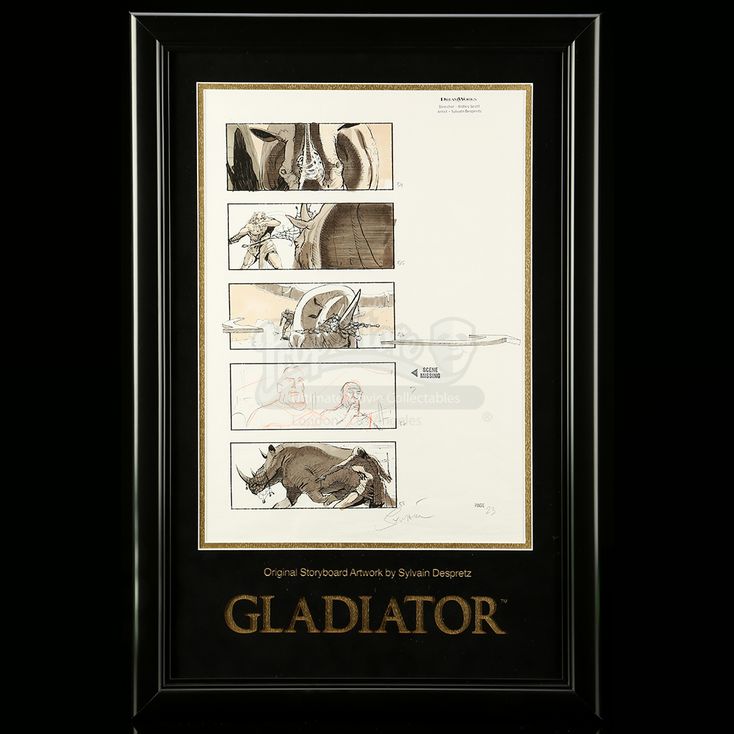Original Storyboard Artwork - Rhino Battle in Arena | GLADIATOR (2000)