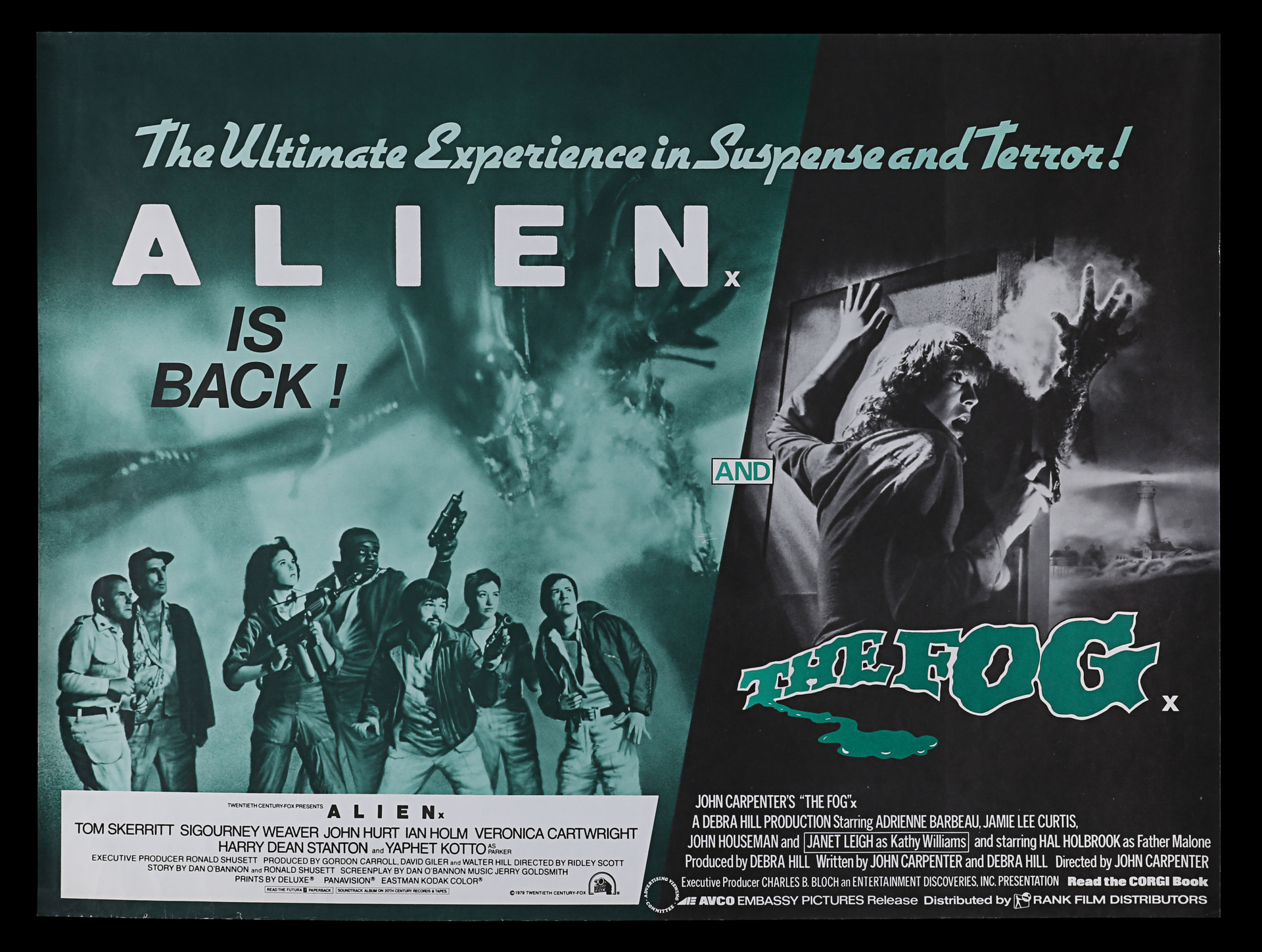 Lot #246 - ALIEN / THE FOG (1980) - UK Quad (Double-Bill), 1980