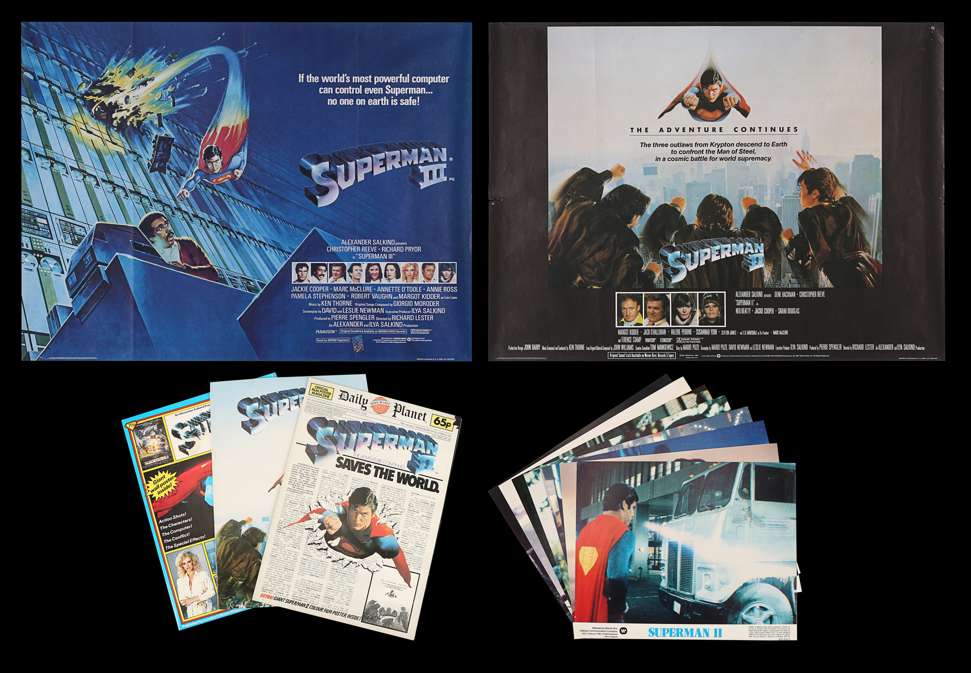 Lot #142 - SUPERMAN II (1980) , SUPERMAN III (1983) - Two UK Quads ...