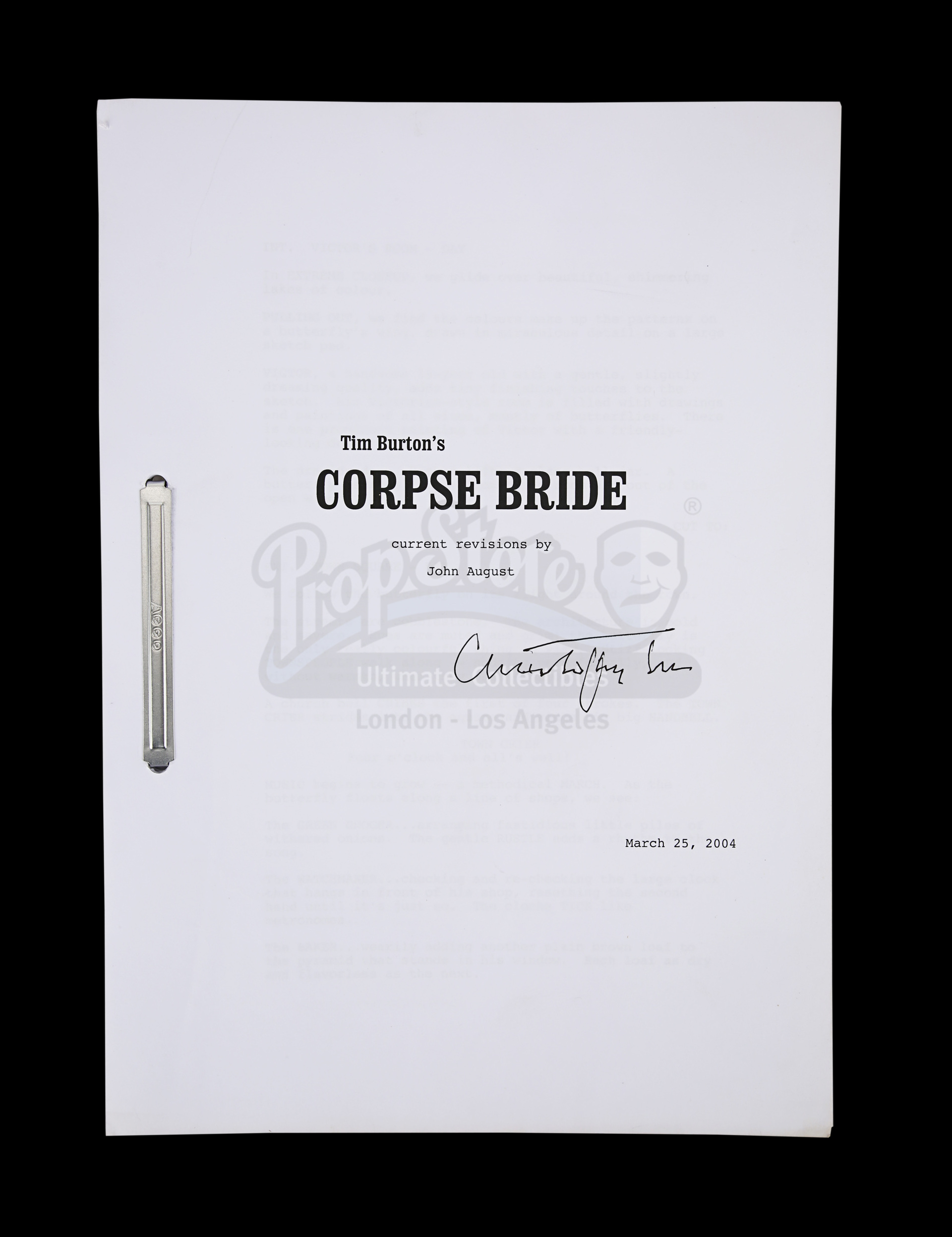 Lot #187 - CORPSE BRIDE (2005) - Sir Christopher Lee's Personal Revised ...