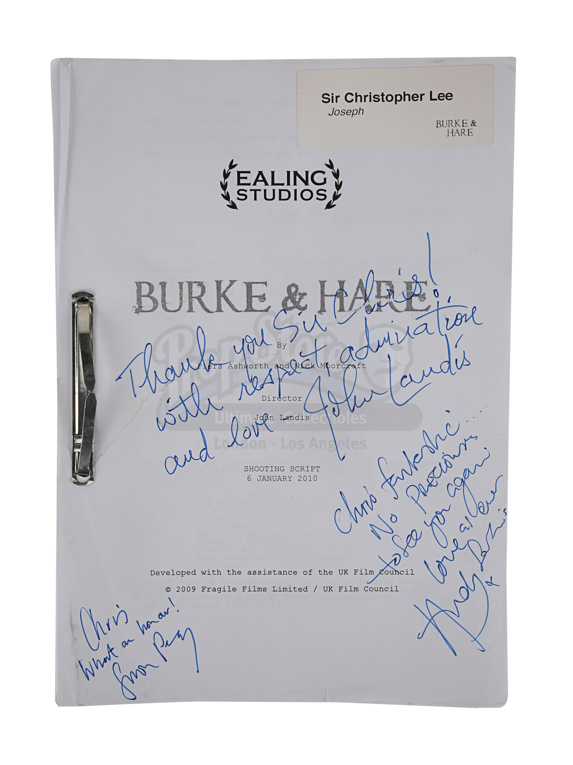 Lot #150 - BURKE & HARE (2010) - Sir Christopher Lee Personal Annotated ...