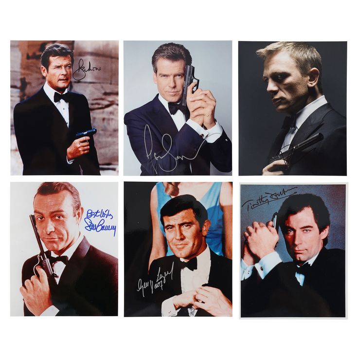 Lot 1040 - Set of Autographed Colour Pictures of James Bond Actors ...