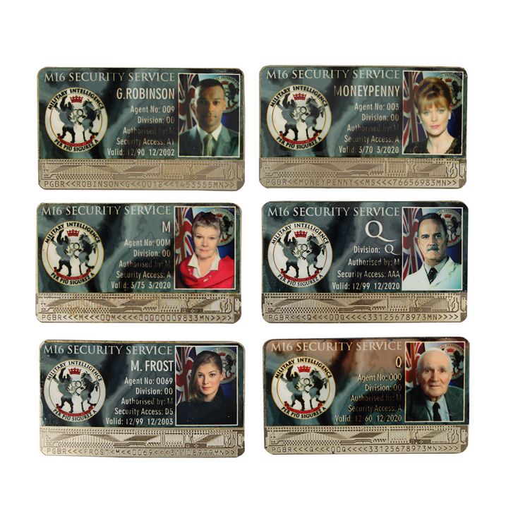 Lot 1302 - Set of Six MI6 ID Cards | JAMES BOND: VARIOUS PRODUCTIONS