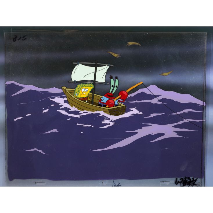 Mr Krabs and Spongebob - Original Production Cel and Background ...