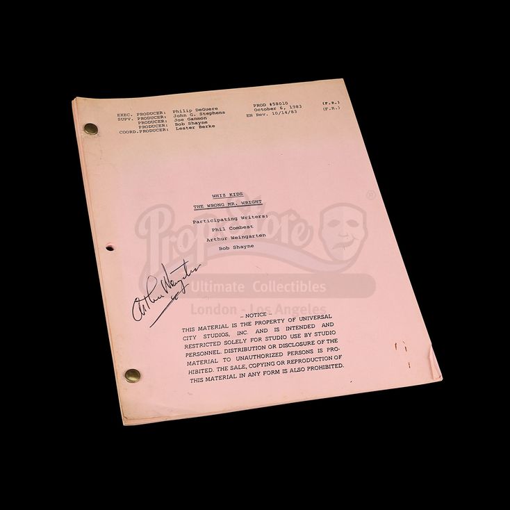 Arthur Weingarten-autographed Script | WHIZ KIDS (1983-1984)