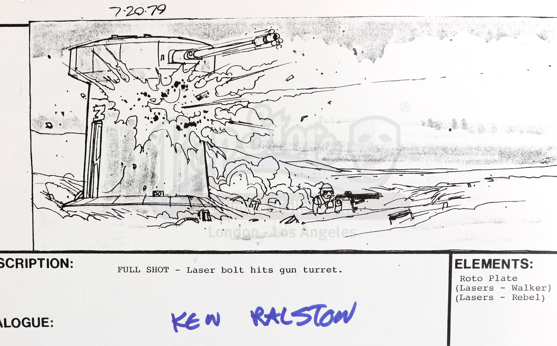 Ken Ralston-Signed Production Storyboard - Laser Bolt Hits Gun Turret ...