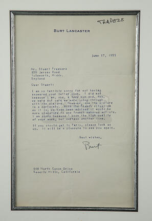 Pair of Burt Lancaster Hand-Signed Letters | Prop Store - Ultimate ...