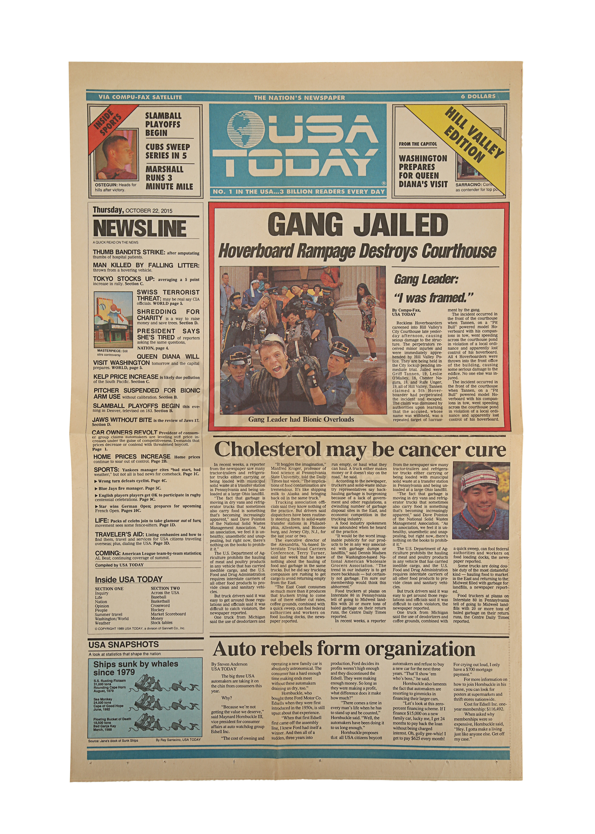 Lot # 27: BACK TO THE FUTURE PART II (1989) - Gang Jailed USA Today ...