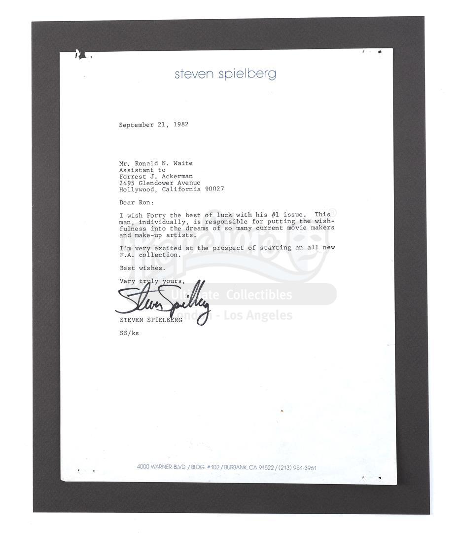 Lot # 455: ACKERMAN COLLECTION, THE - Steven Spielberg-Signed Letter