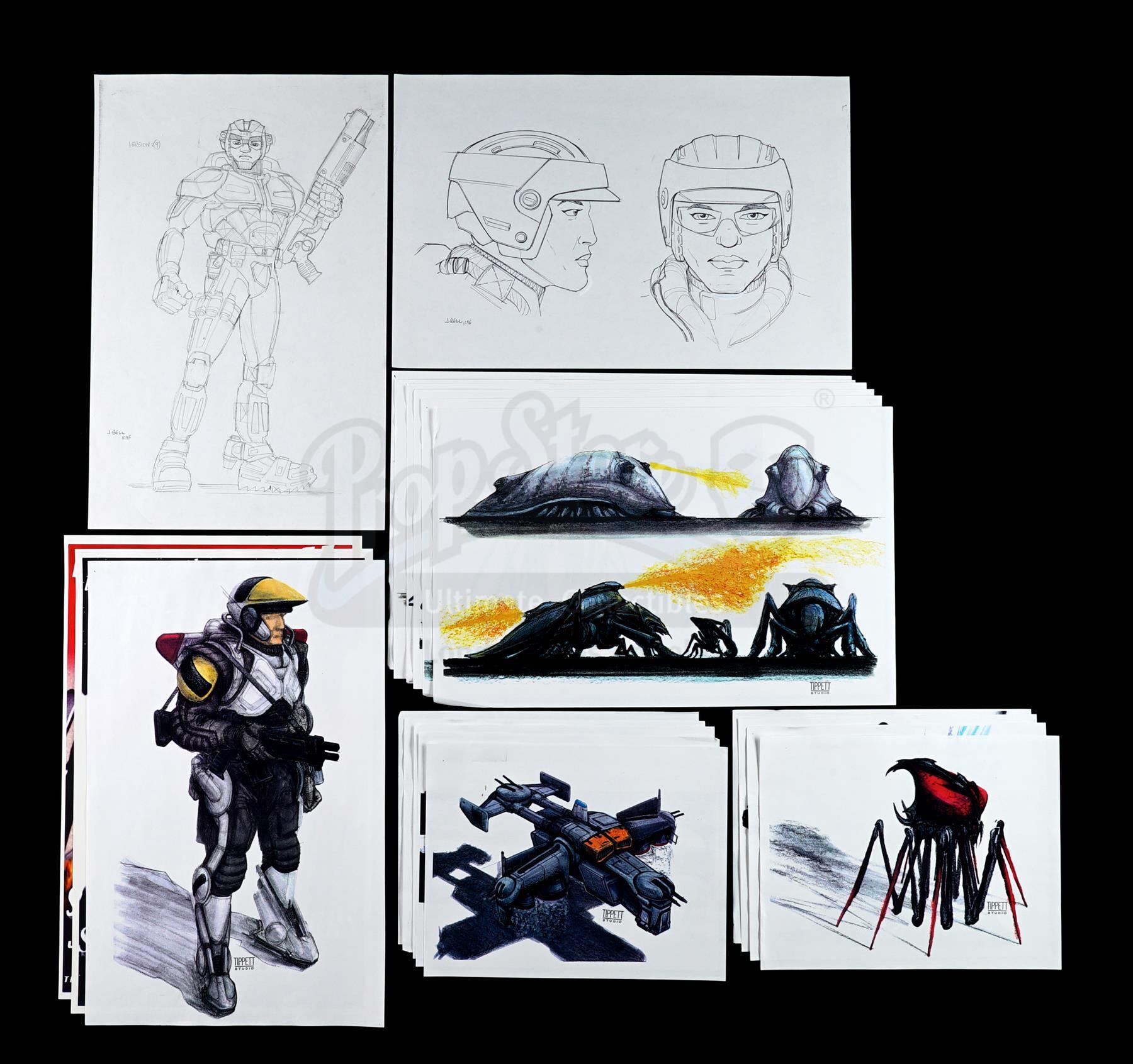 Lot # 1260: STARSHIP TROOPERS (1997) - Pair of Hand-Drawn Mobile ...