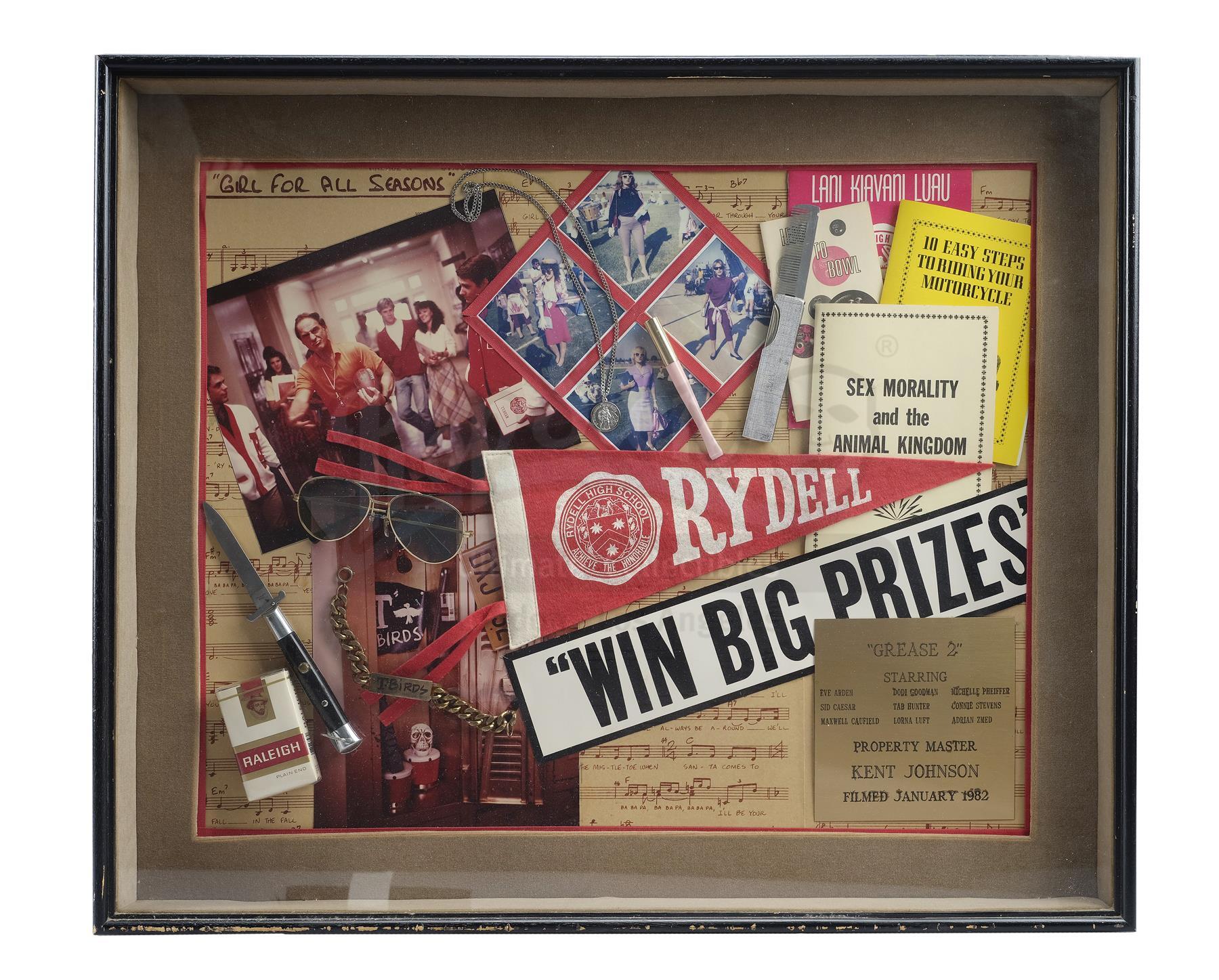 Lot # 93: GREASE 2 (1982) - Shadow Box of Props