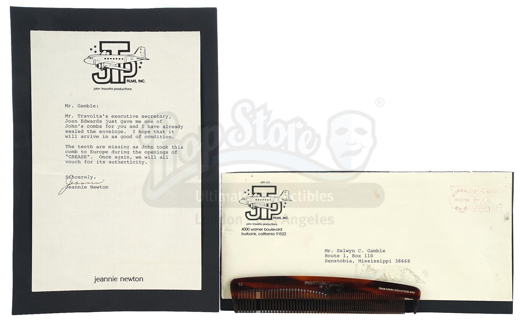 Lot # 713: GREASE (1978) - John Travolta's Comb with a Letter From His ...