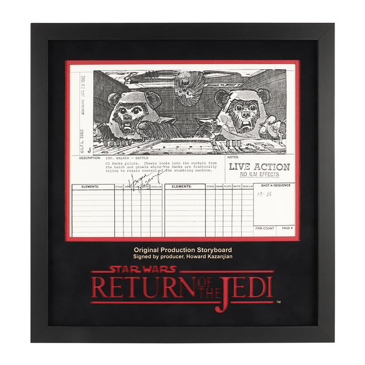 Original Framed Production Howard Kazanjian-autographed Storyboard ...