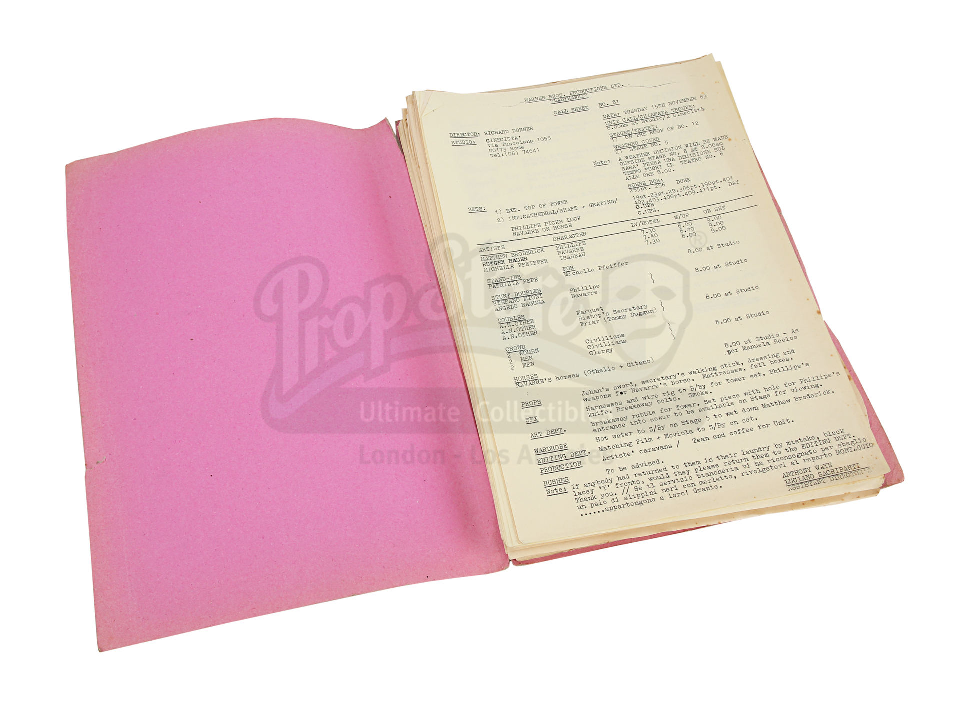 Production Paperwork | Prop Store - Ultimate Movie Collectables