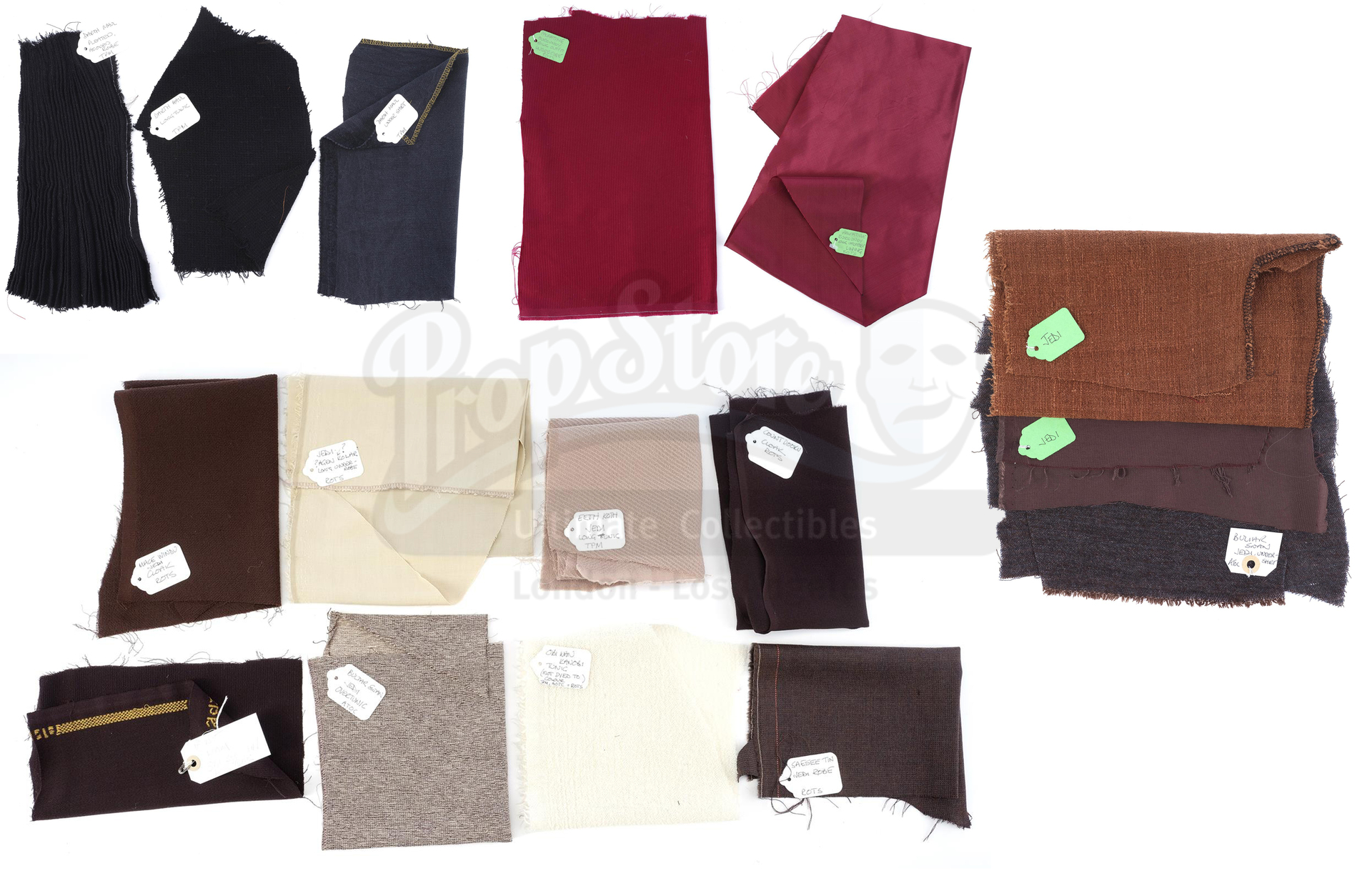 Lot # 265: STAR WARS: PREQUEL TRILOGY - Darth Maul and Jedi Fabric Swatches