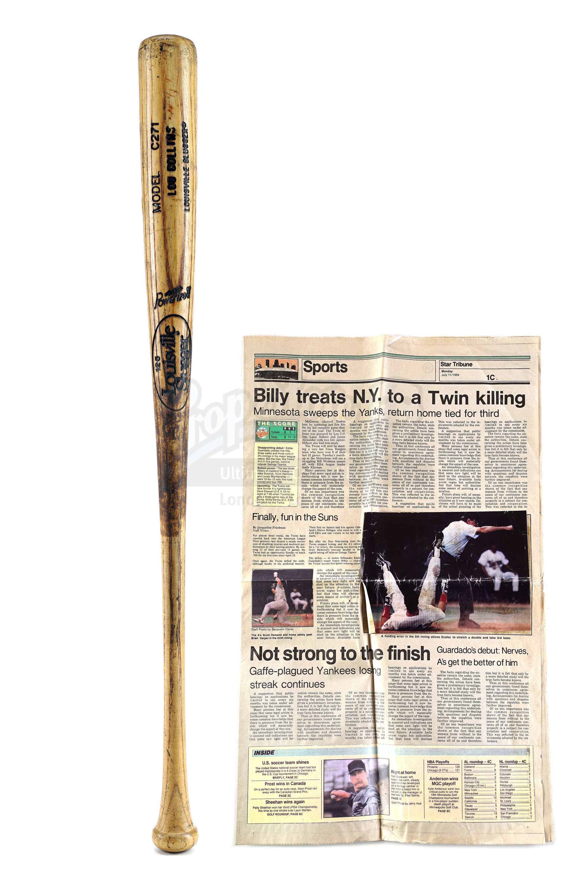 Lot # 829: LITTLE BIG LEAGUE (1994) - Lou Collins' (Timothy Busfeld ...