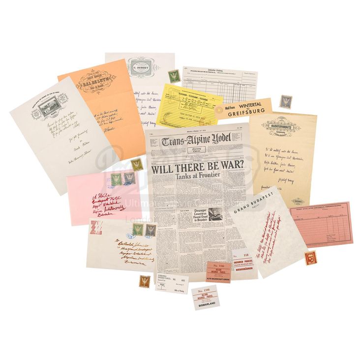 Newspaper, Letters and Assorted Postage Slips | GRAND BUDAPEST HOTEL ...