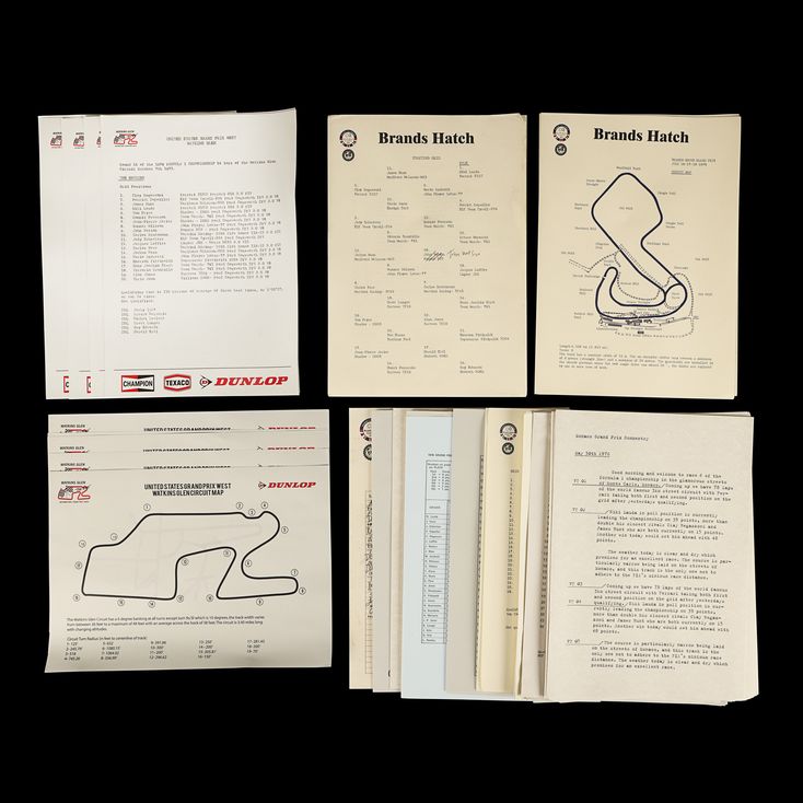 Assorted F1 Race Timing Sheets, Grid Line-ups and Circuit Maps | RUSH ...