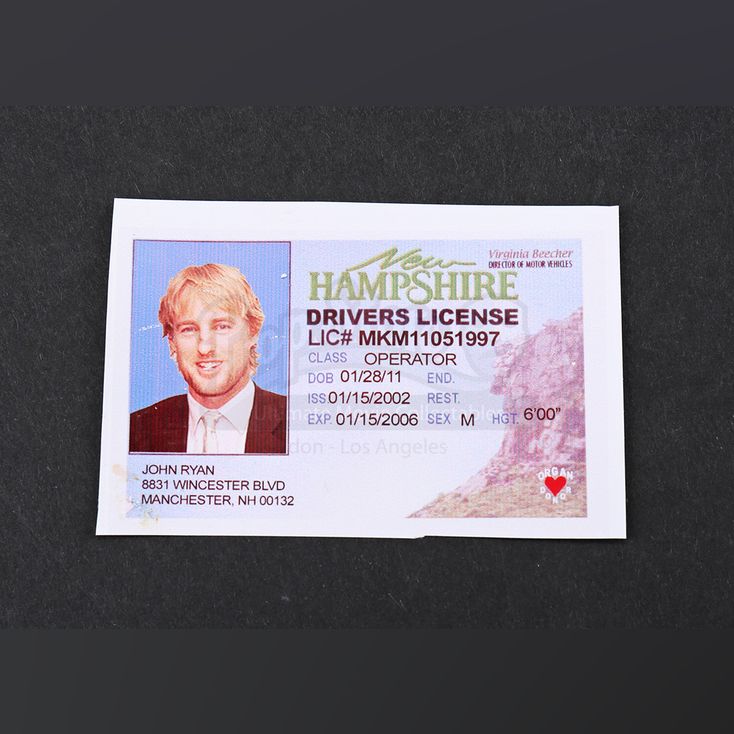 John Ryans (Owen Wilson) Drivers License Print | WEDDING CRASHERS (2005)