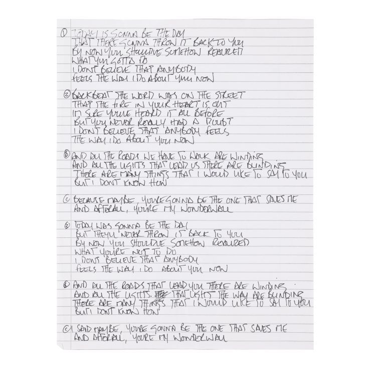 283. Noel Gallagher Handwritten Wonderwall Lyrics ### OASIS